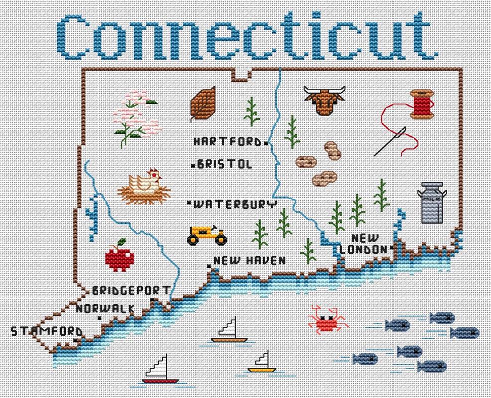"Connecticut Map" by Sue Hillis Designs